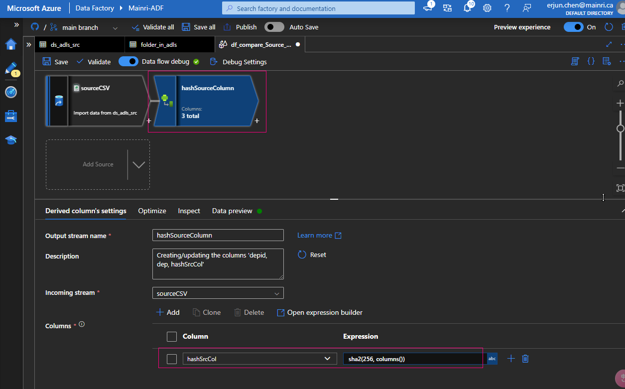 Using Exists Transformation For Data Comparison In Azure Data Factory